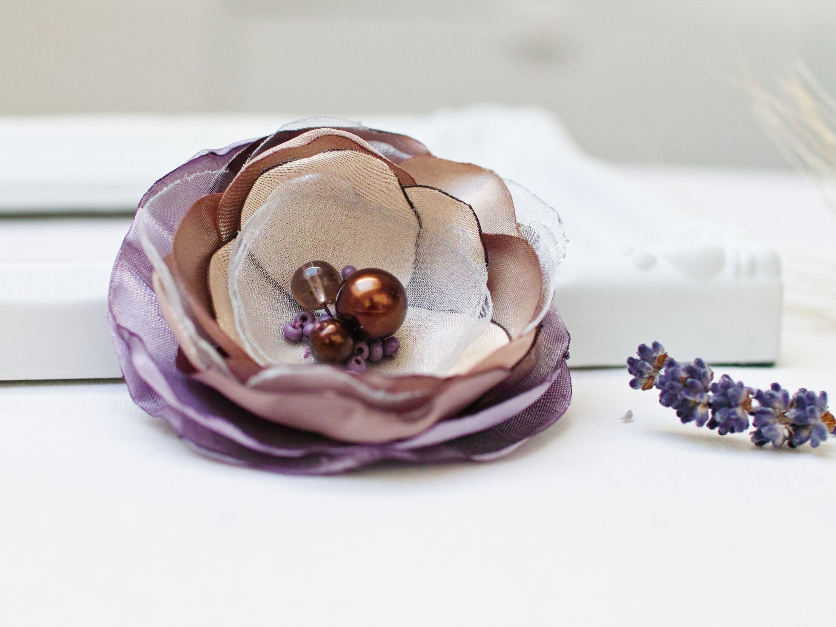 Fabric Flower BROOCH Pin for dress, small gift ideas for her - flower ...