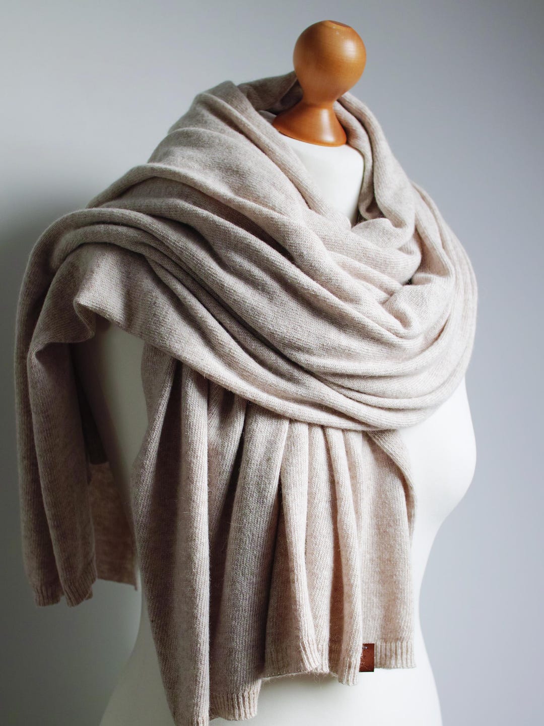 Large Oversized Wool Scarf for Women, Light Beige, Cream, Voluminous ...