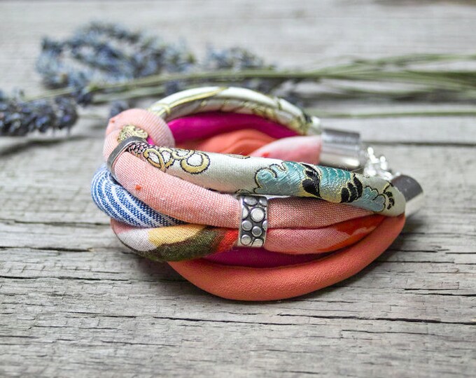 Colorful FABRIC Bracelet Fashion Accessories Upcycled Fabric - Etsy