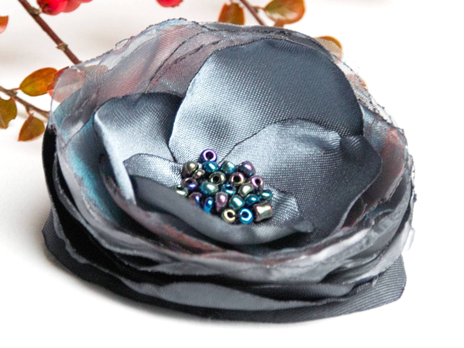 Fabric Flower BROOCH Pin Petal Flower Pin Organza Satin handmade ...