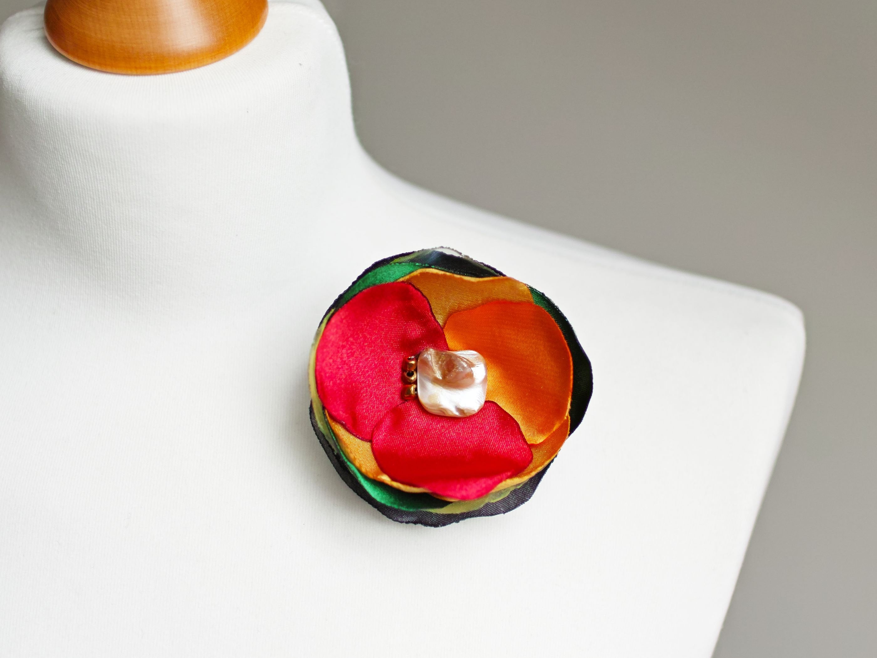 Fabric flower BROOCH for women, Pin Petal Flower Pin Organza handmade ...