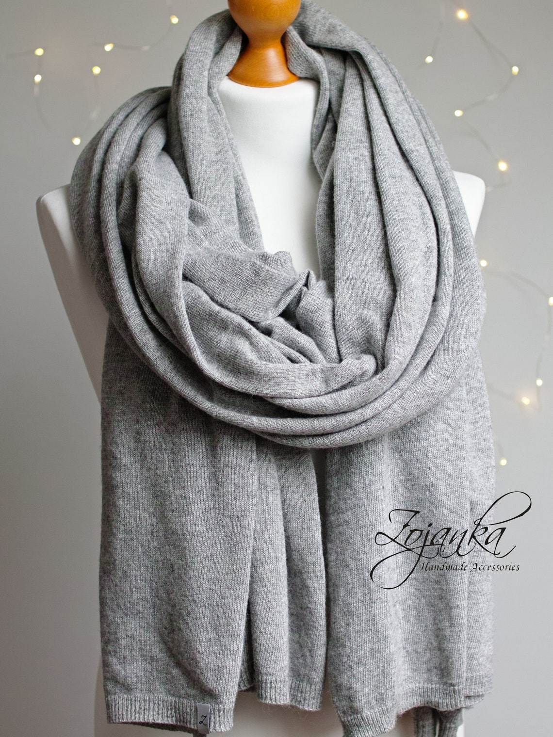 LARGE Oversized WOOL Scarf Gray Wool Scarf for Women Scarf | Etsy