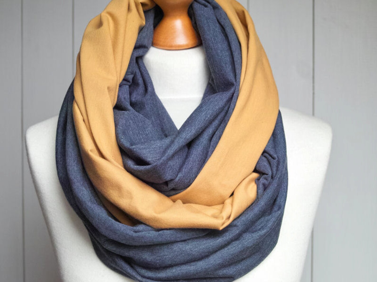 COTTON Infinity Scarf With Leather Strap Cuff Infinity - Etsy