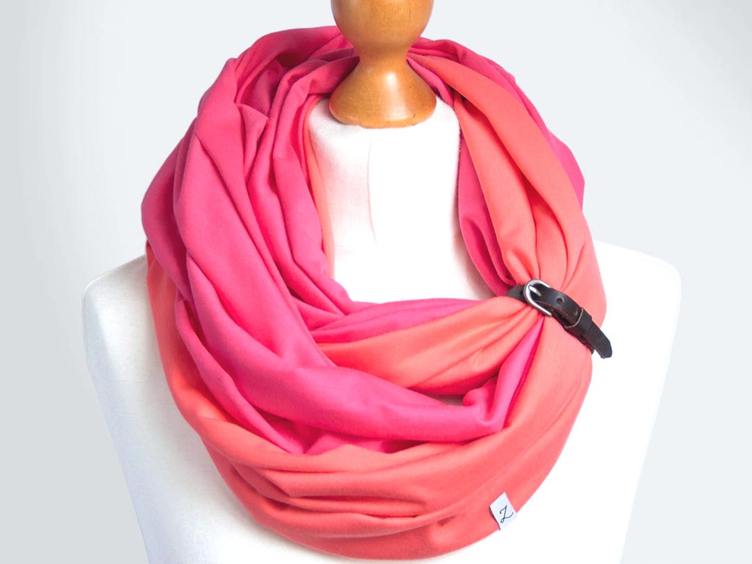 COTTON Scarf Infinity Scarf With Leather Band, Infinity Scarves, Scarf ...