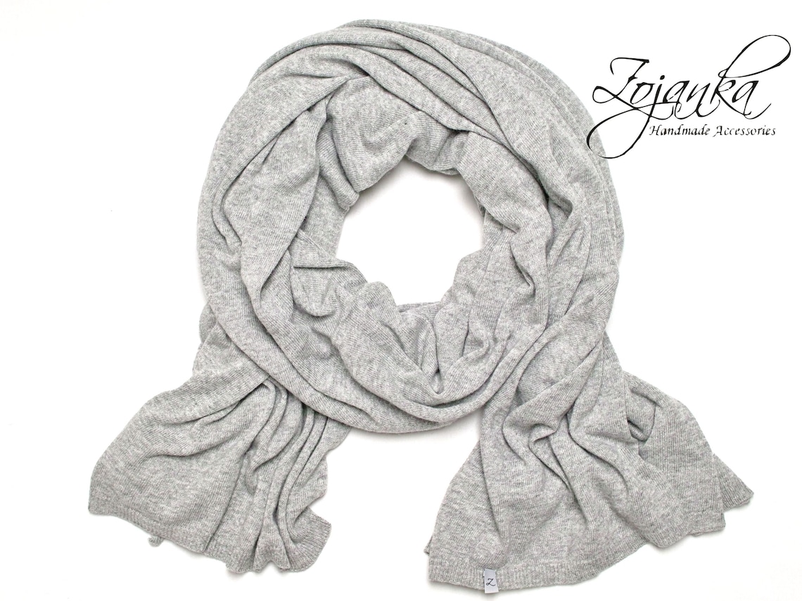 LARGE Oversized WOOL Scarf Gray Wool Scarf for Women Scarf | Etsy