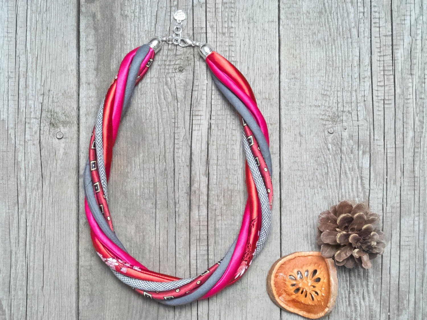 Textile necklace, statement necklace, eco necklace, COLORFUL jewelry ...