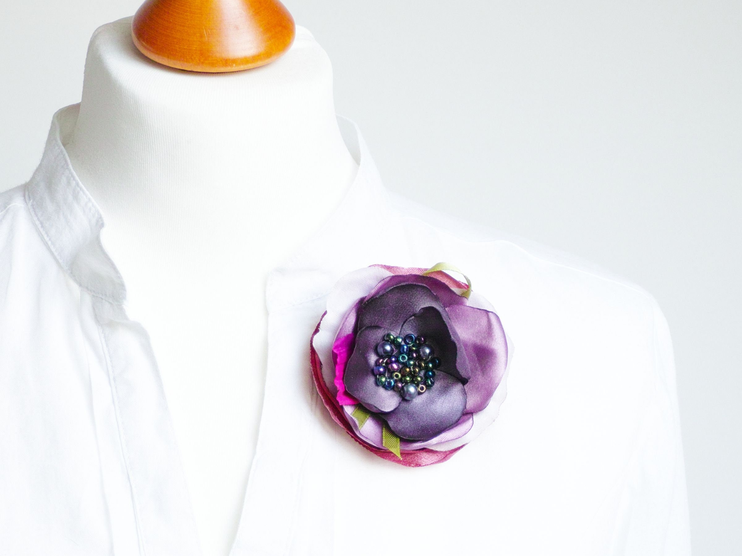 Unique flower BROOCH Pin Petal Flower Pin Organza handmade pin, floral ...