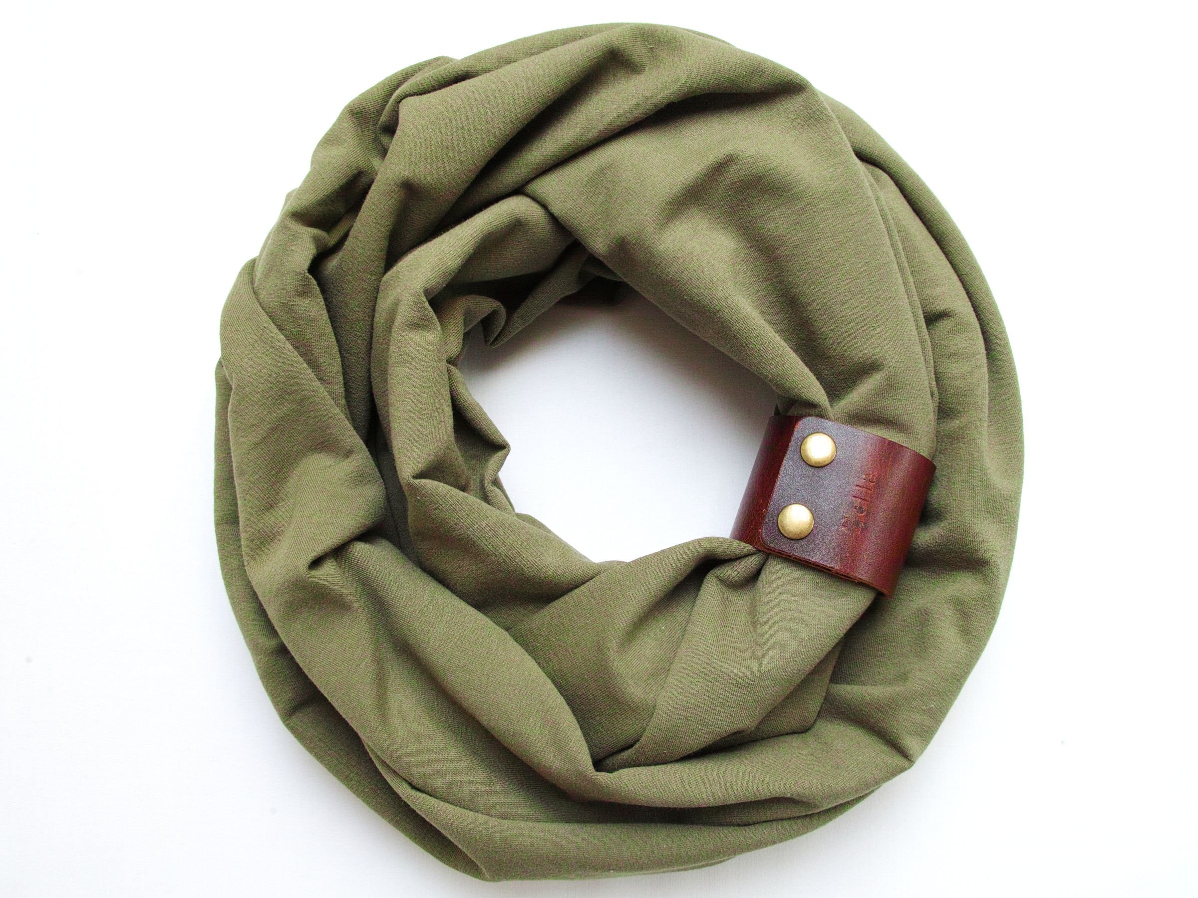 GREEN Inifinity scarf with strap, scarf for women, olive green infinity ...