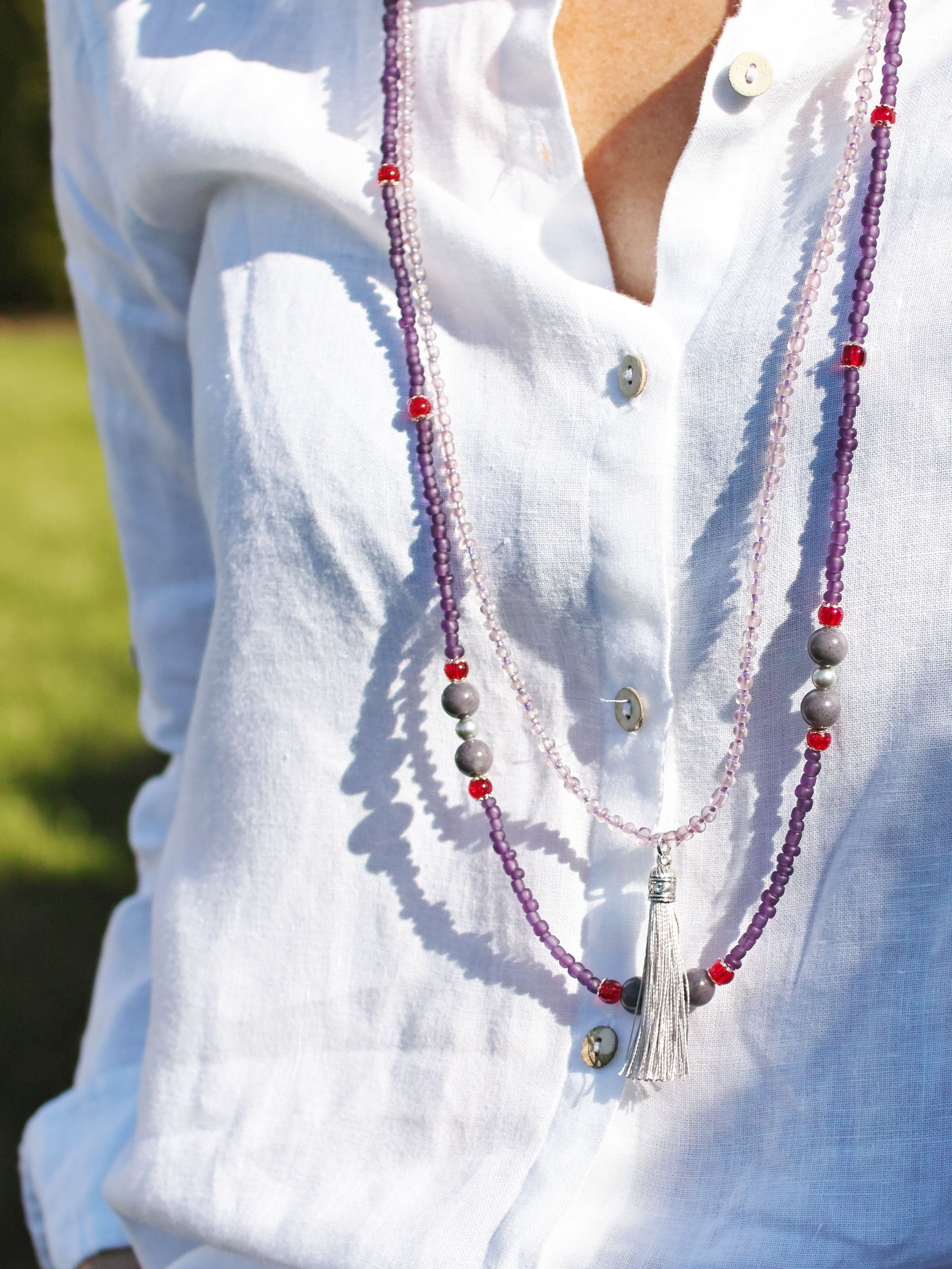 LONG beaded necklace for women, statement necklace, long necklace with ... LONG beaded necklace for women, statement necklace, long necklace with ...