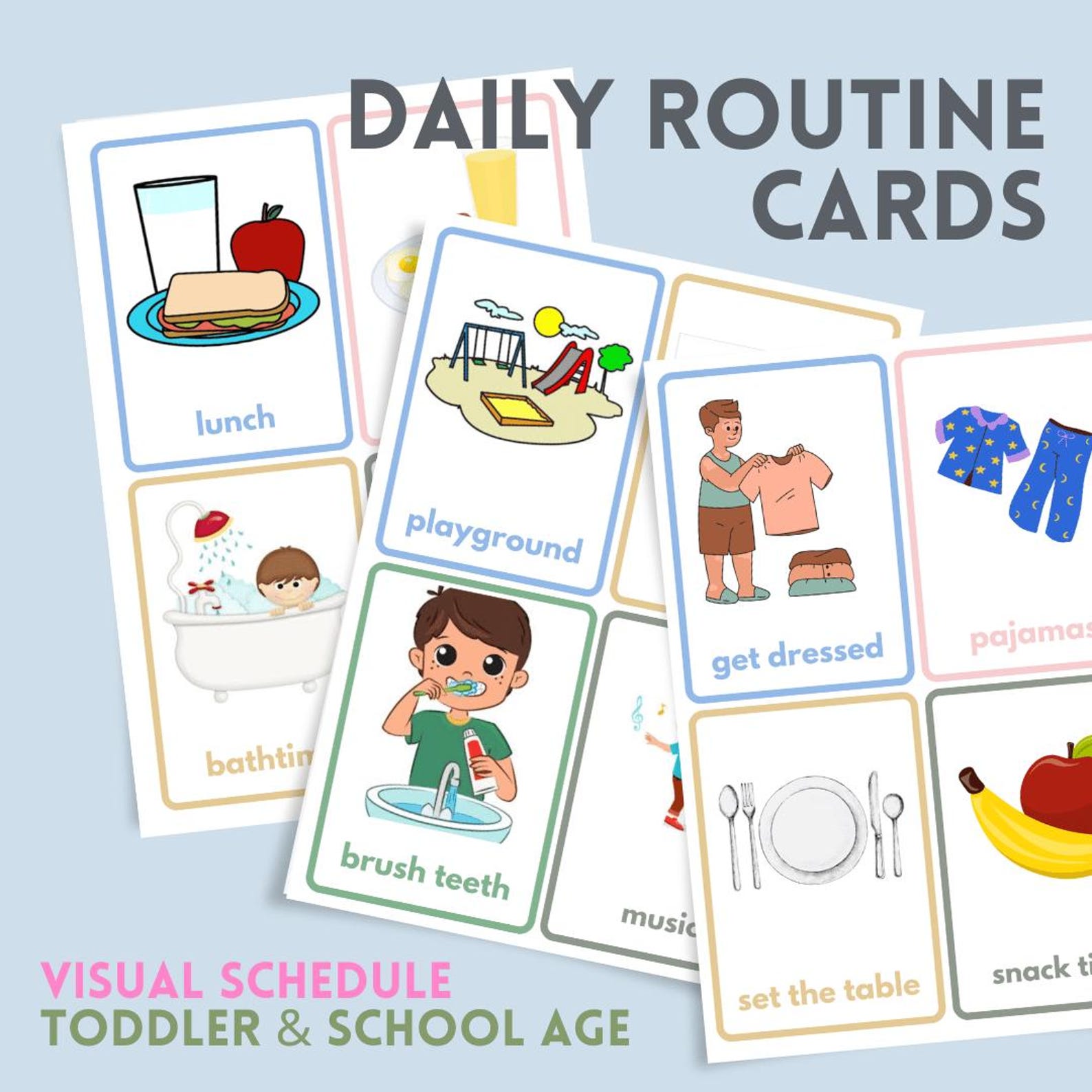 Kids Routine Cards Printable | Visual Schedule for Children | Daily ...