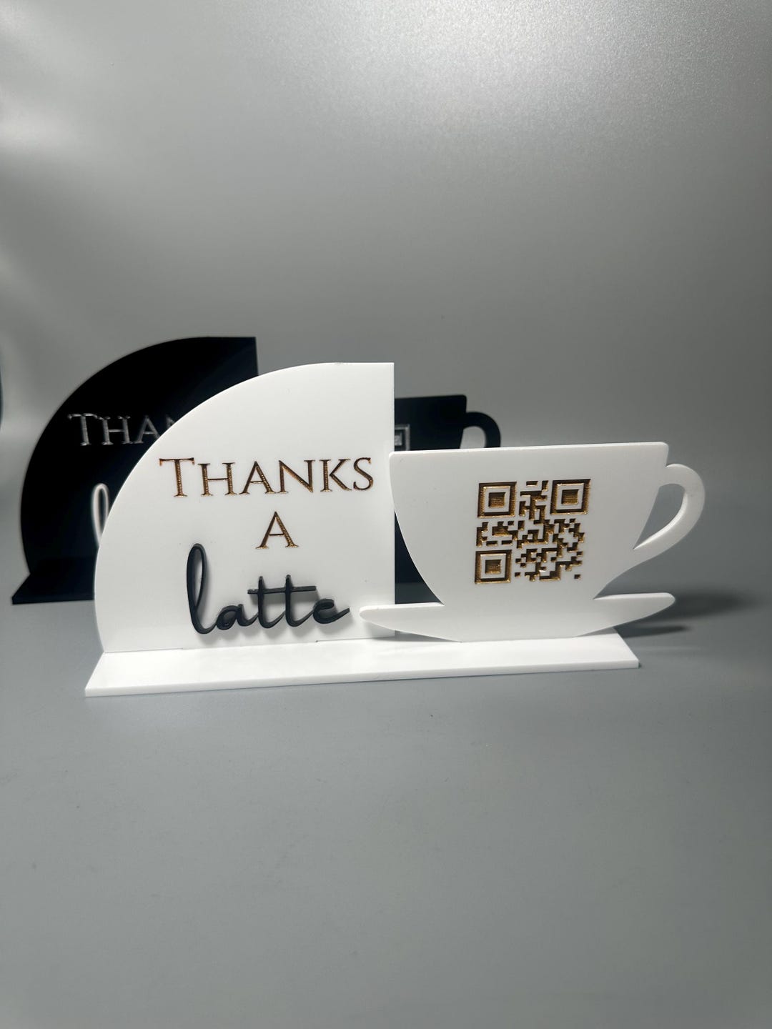 Custom Acrylic QR Code Tip Sign: Coffee Cart Tip Jar, Coffee Shop ...