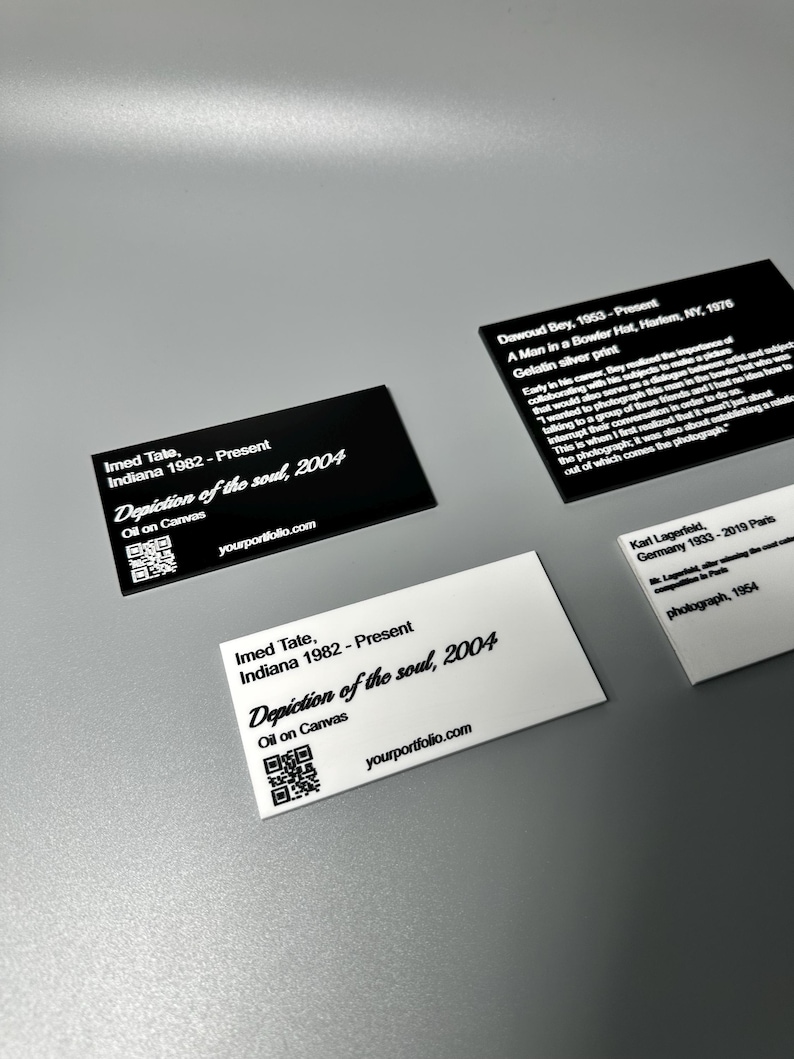 Art Gallery Sign, Art Placard, Museum Card, Acrylic Artwork Label ...