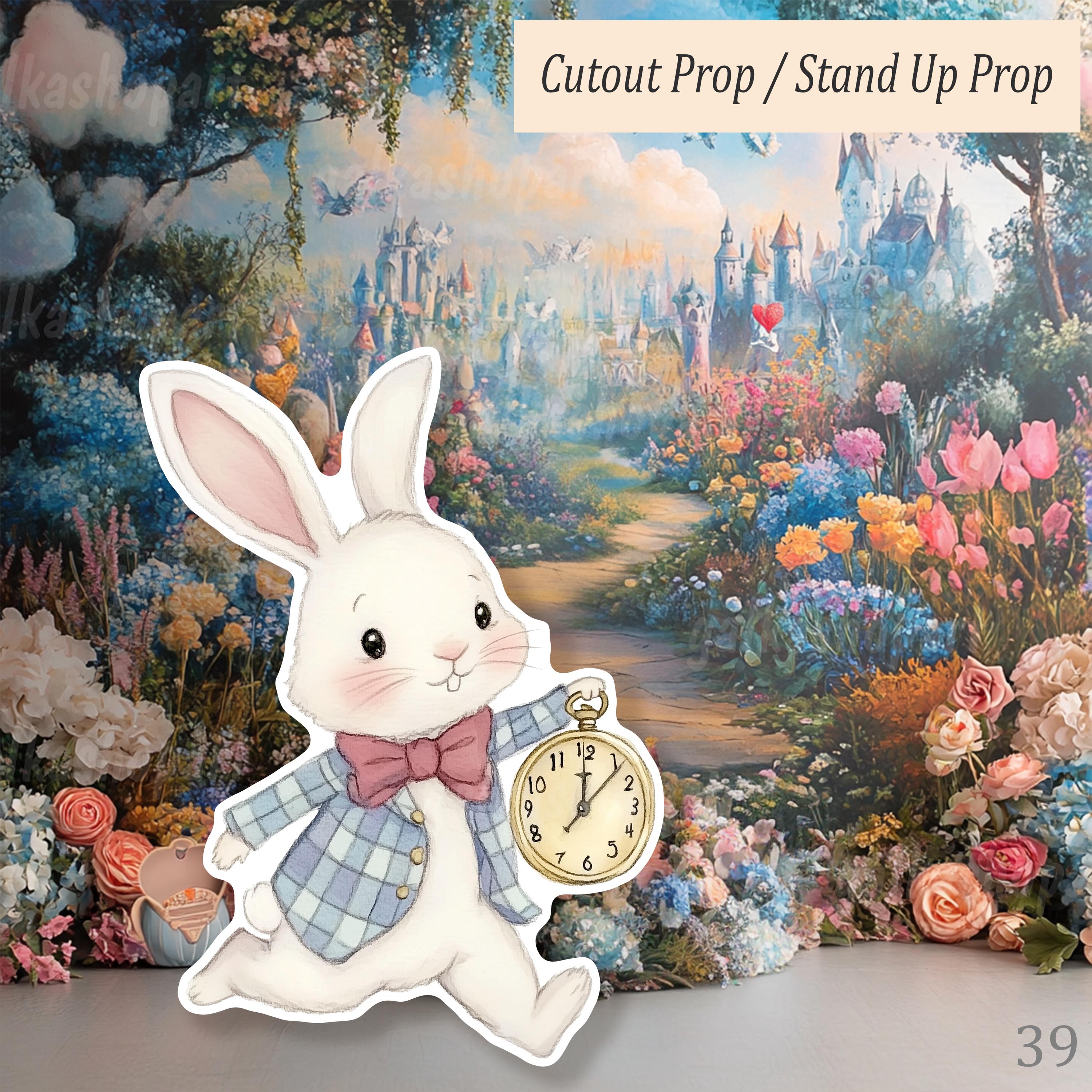 Life-size White Rabbit Standee, Wonderland Party Prop, Alice in ...