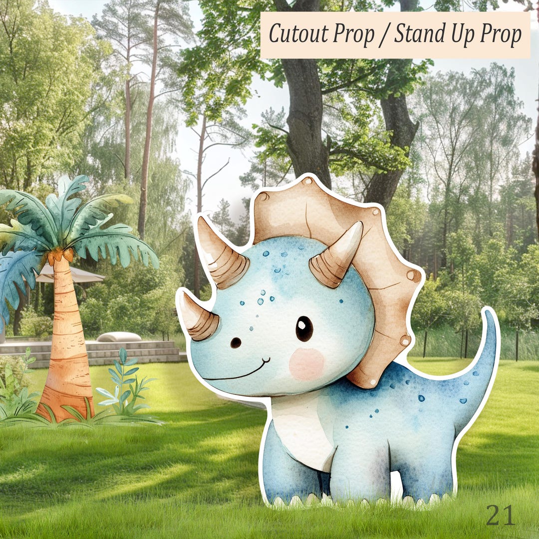 Printable Triceratops, Stand up Prop, Big Cute Dinosaur Cutout Decor ...