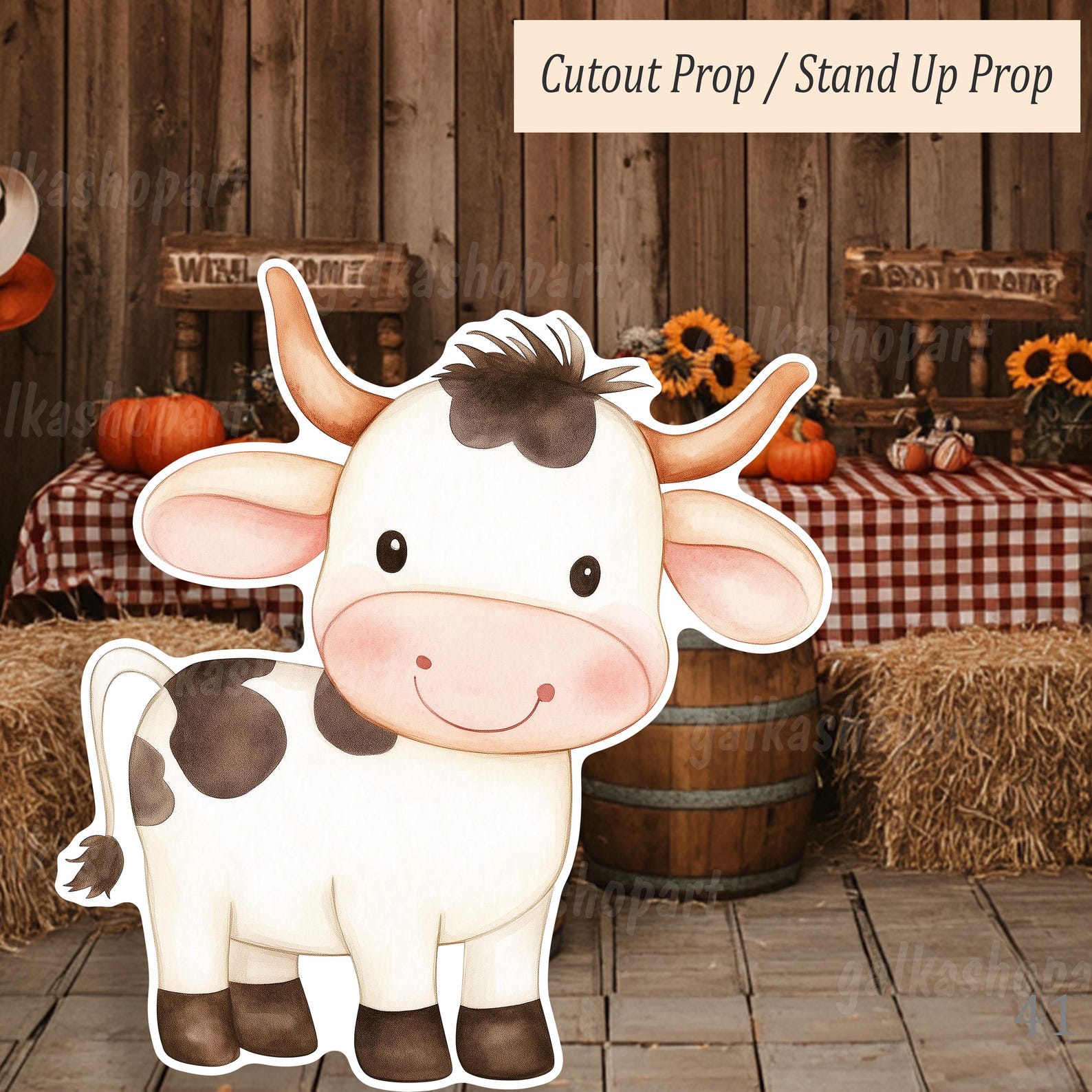 Big Cute Cow Cutout Decor: Digital Download for Baby Shower & Birthday ...