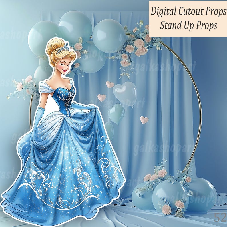 Princess Cinderella Cutout: Printable Stand up Prop for Girl Birthday ...