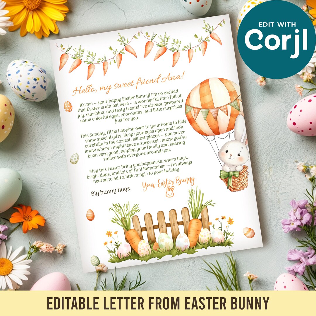 Editable Letter From Easter Bunny, Printable Template, Official Letter ...
