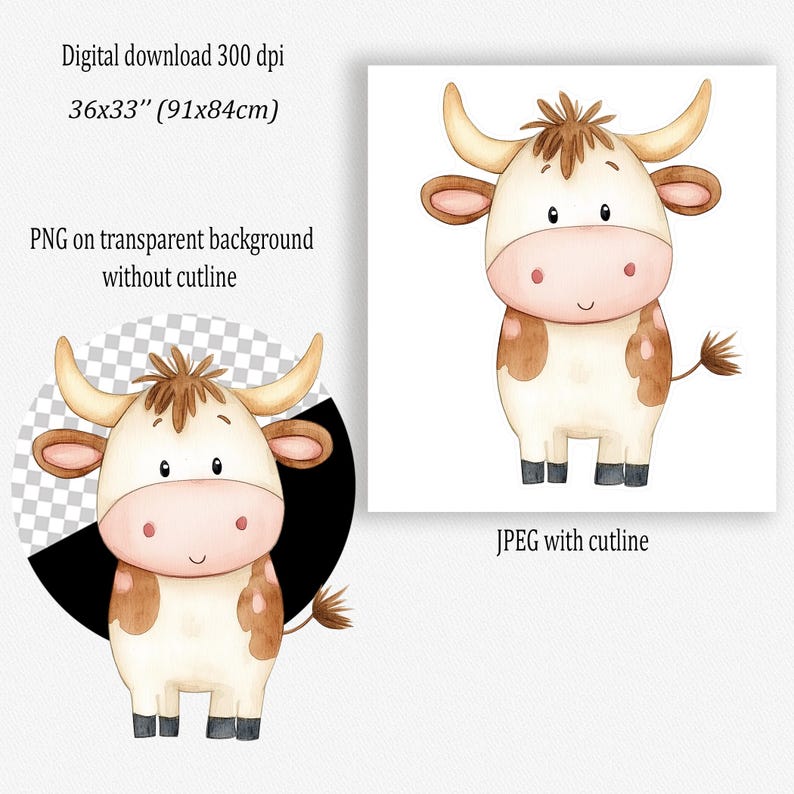 Big Cute Cow Cutout Decor: Digital Download for Baby Shower & Birthday ...