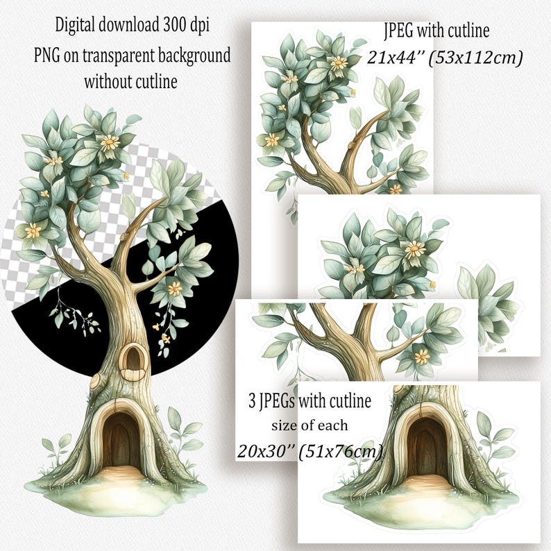 Big Cutout Decor: Forest Fairytale Tree With Door; Fairy's Home; Stand ...
