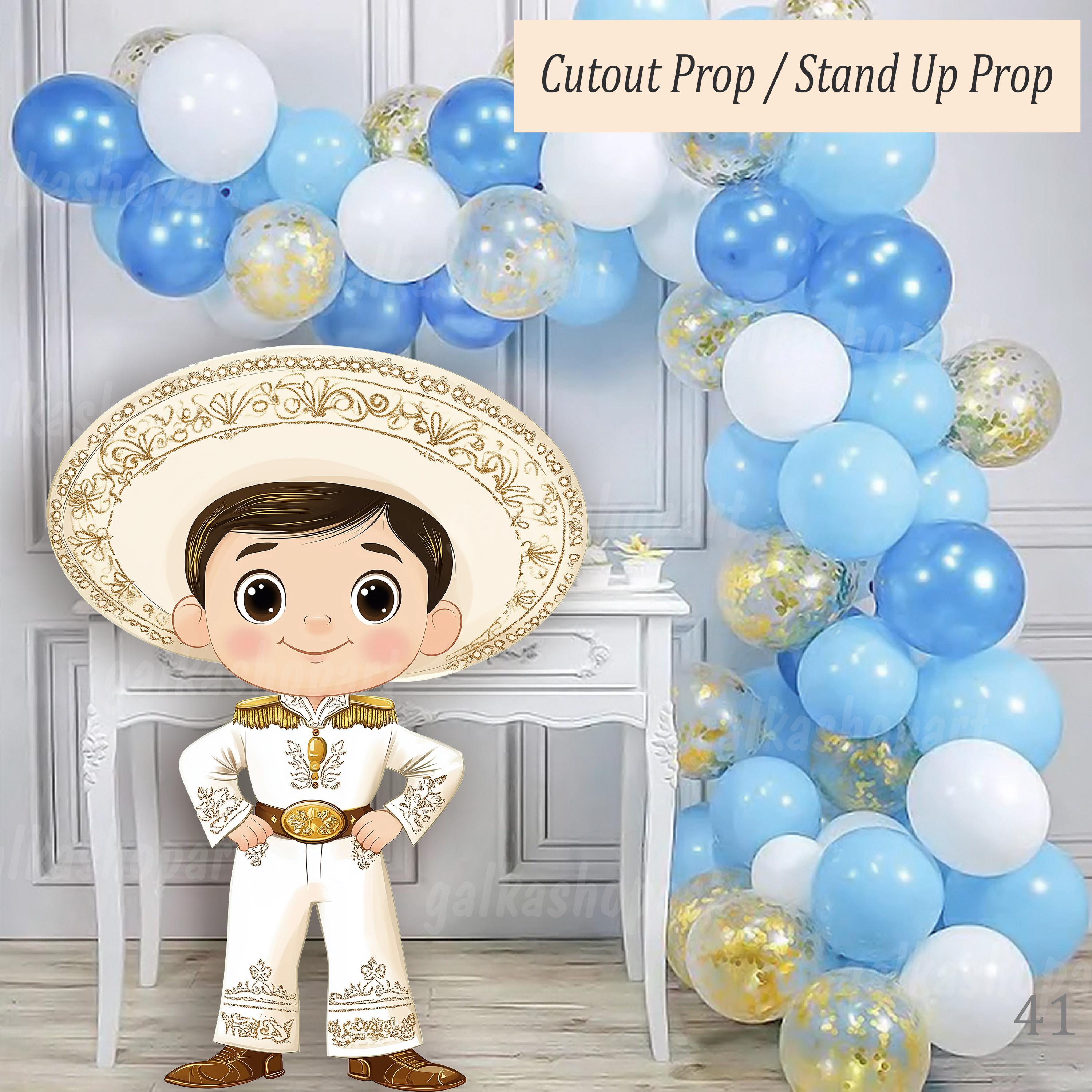 Large Charro Boy Standee, Mexican Fiesta Party Prop, Gold & White ...