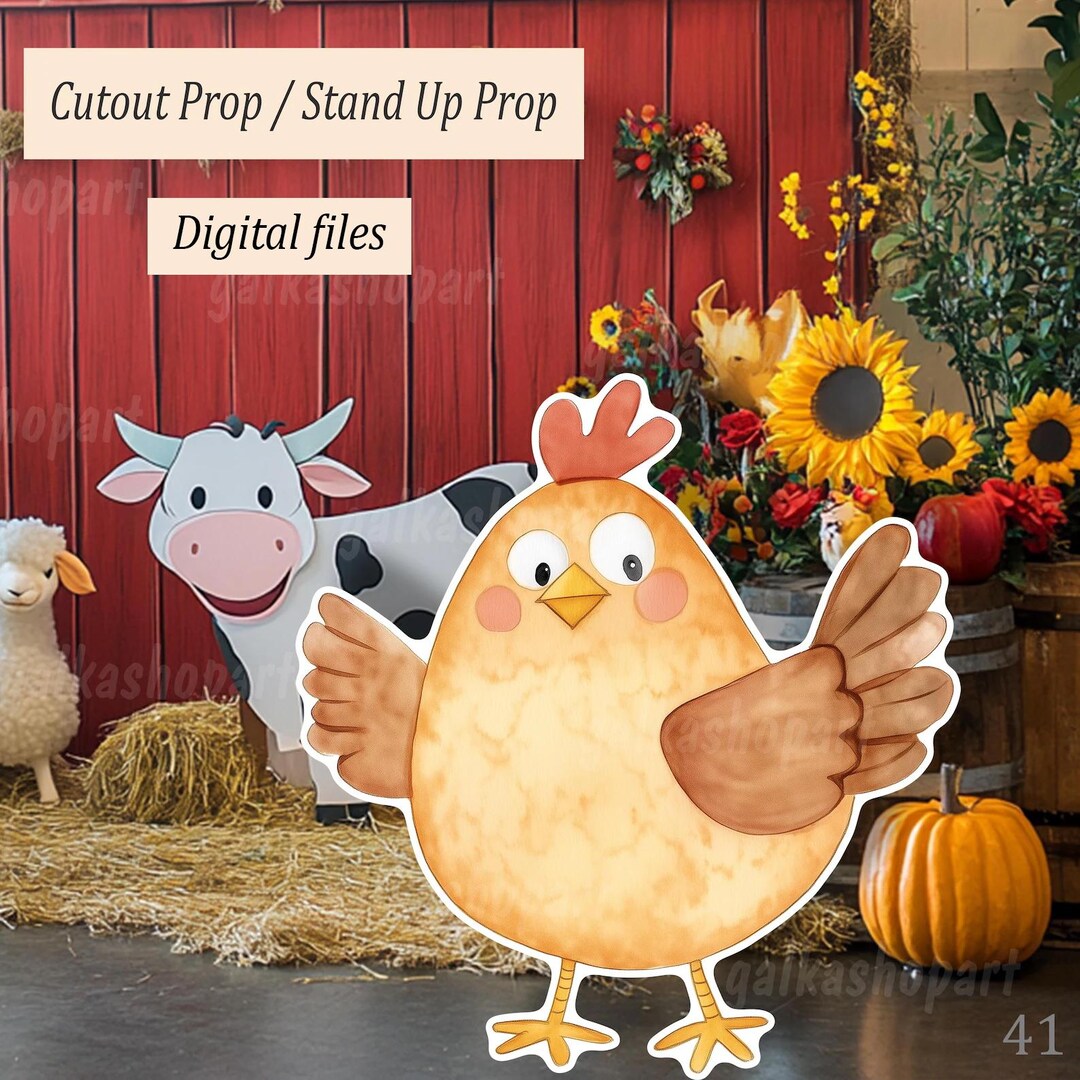 Big Hen Cutout Decor: Digital Download for Baby Shower & Birthday Party ...