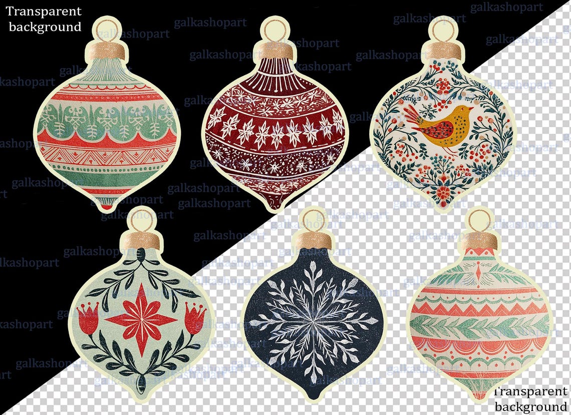 Scandinavian Christmas Ornament Gift Tags: Printable Vintage Bauble ...