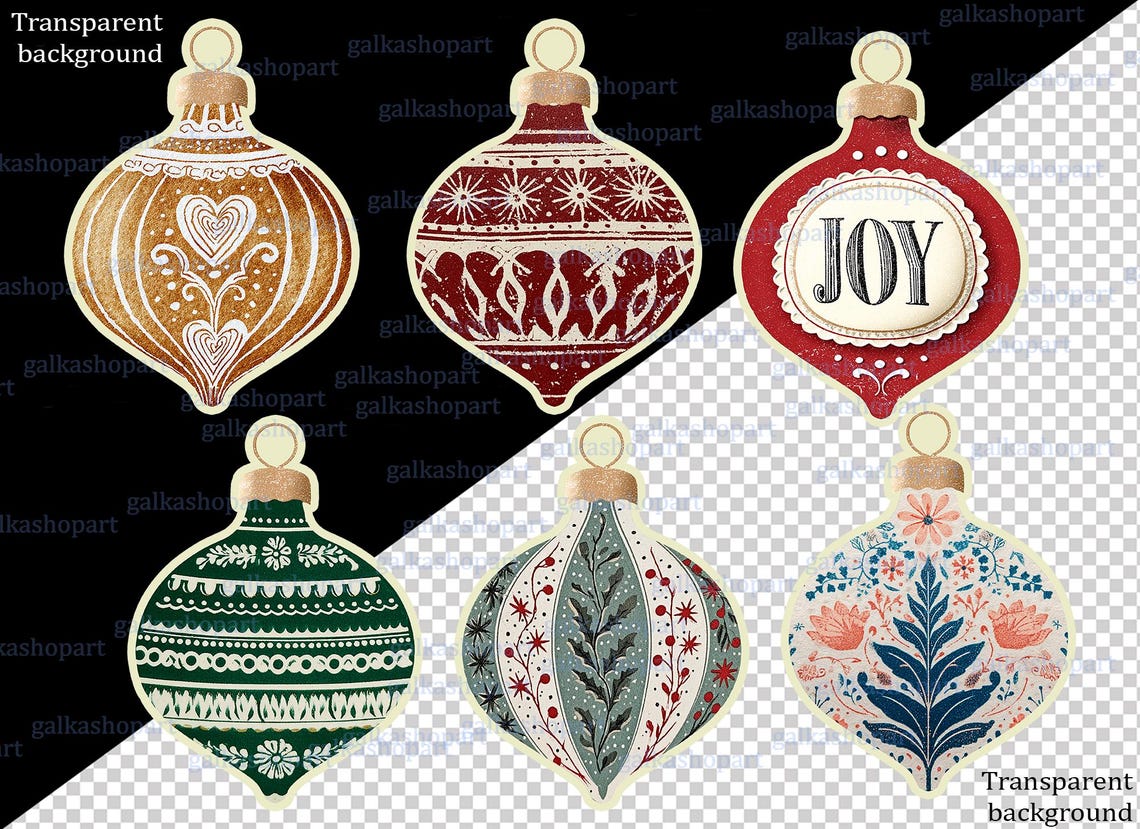 Scandinavian Christmas Ornament Gift Tags: Printable Vintage Bauble ...