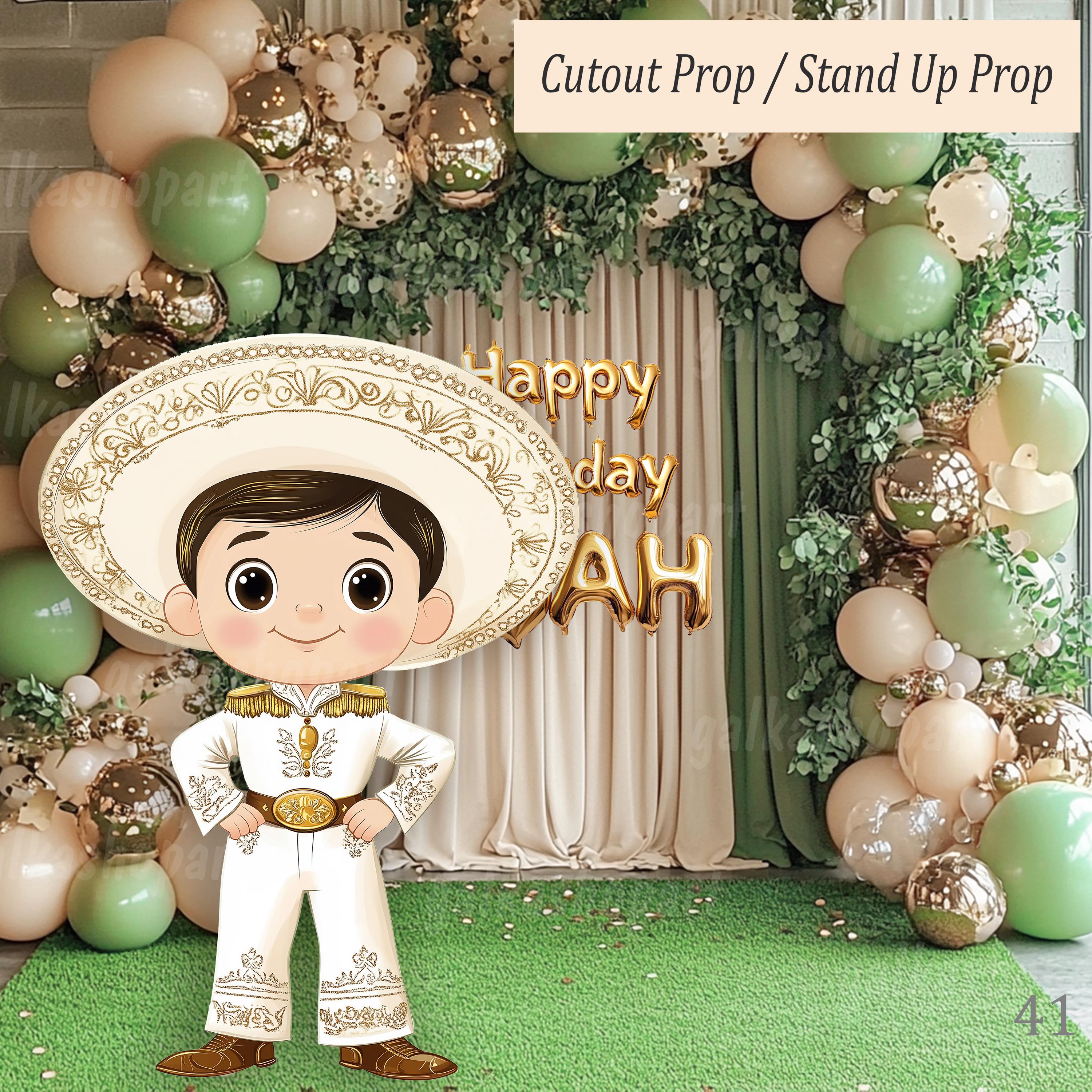 Large Charro Boy Standee, Mexican Fiesta Party Prop, Gold & White ...