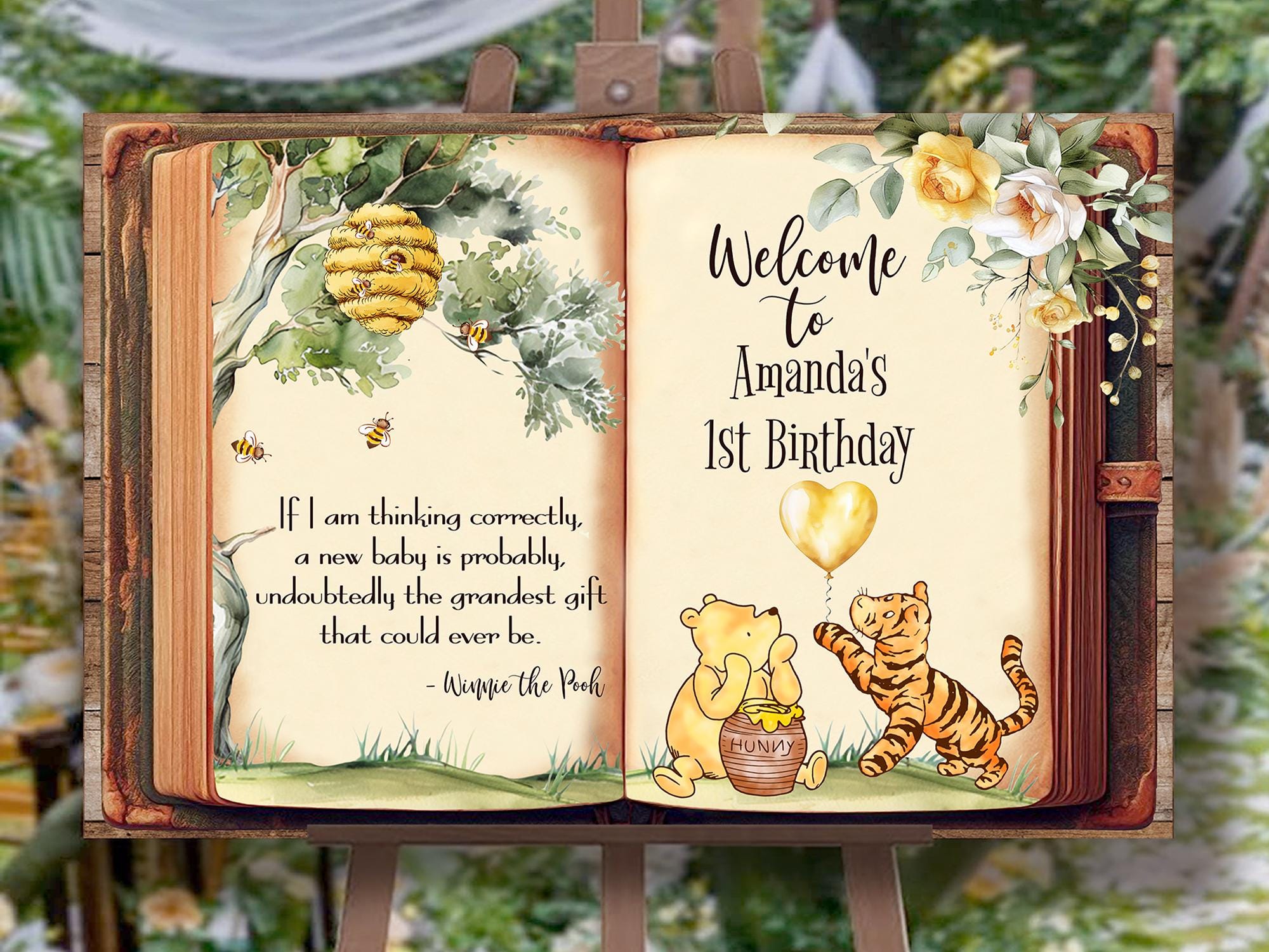 Editable Welcome Sign With Classic Winnie the Pooh, Baby Shower and ...