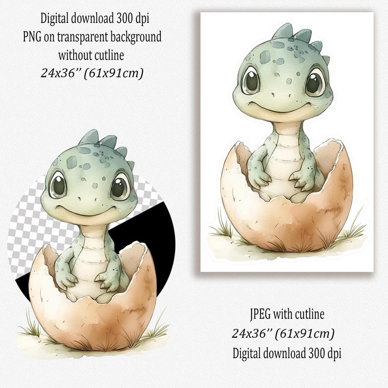 Big Cute Dinosaur in Egg Cutout Decor: Digital Download for Baby Shower ...