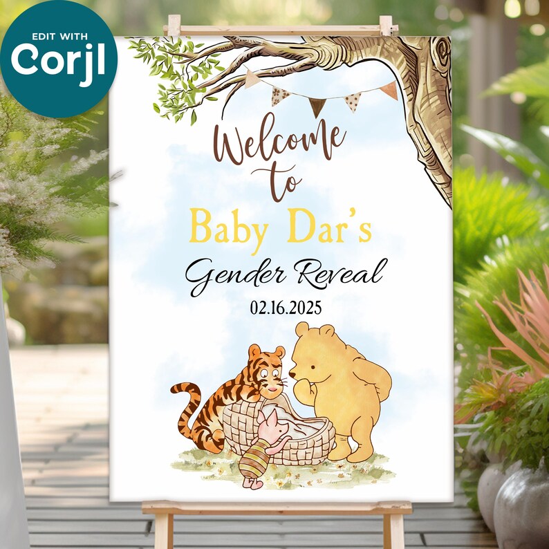 Editable Winnie the Pooh Welcome Sign: Vintage Hundred Acre Wood Design ...