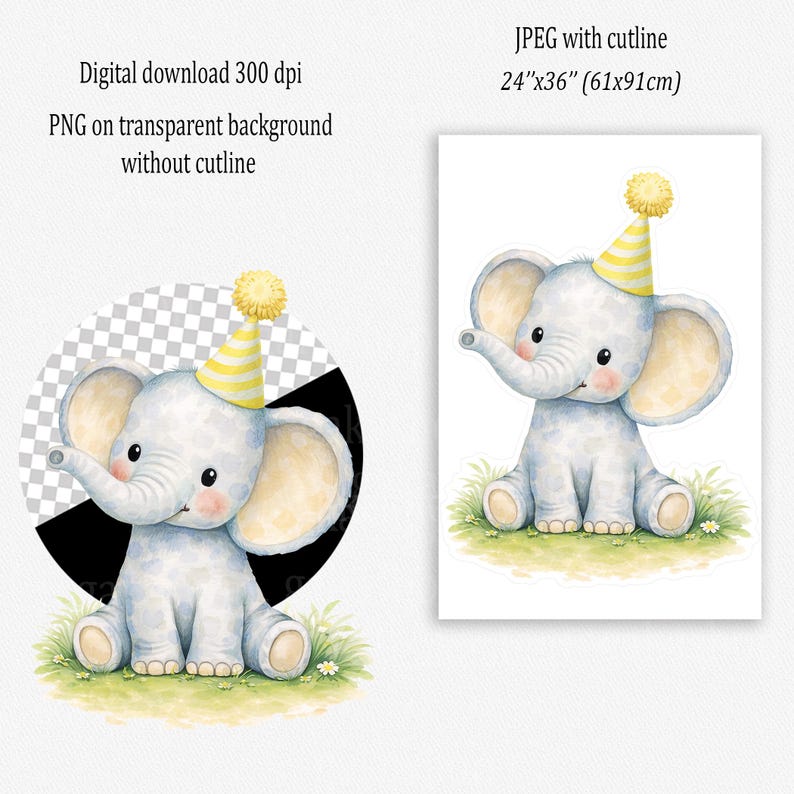 Party Animals Standee Set: Watercolor Elephant, Lion, Zebra, Hatching ...
