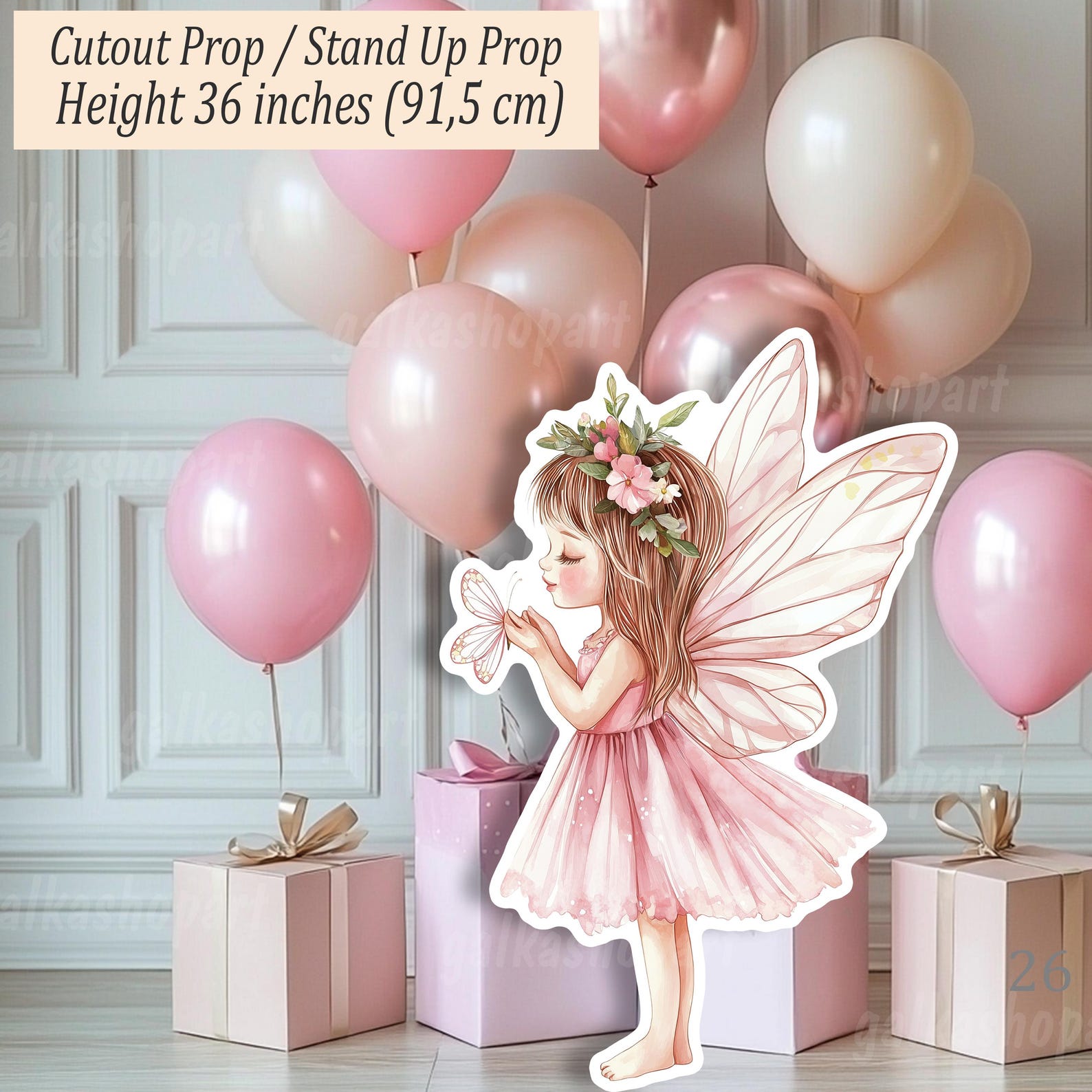 Pink Garden Fairy Big Cutout Decor: Stand up Prop for Baby Shower ...