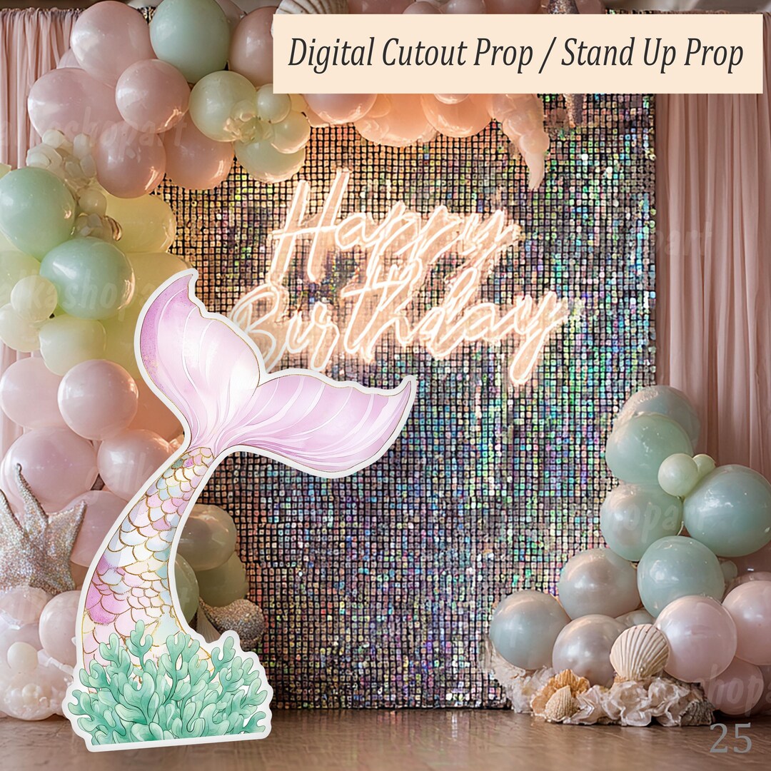 Mermaid Tail Party Standee: Underwater Cutout Decor for Baby Shower or ...