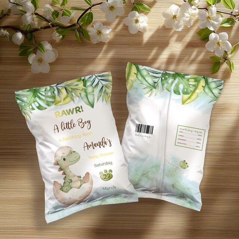 Editable Chip Bag Template, DIY Dinosaur Treat Packet, Printable Dino ...