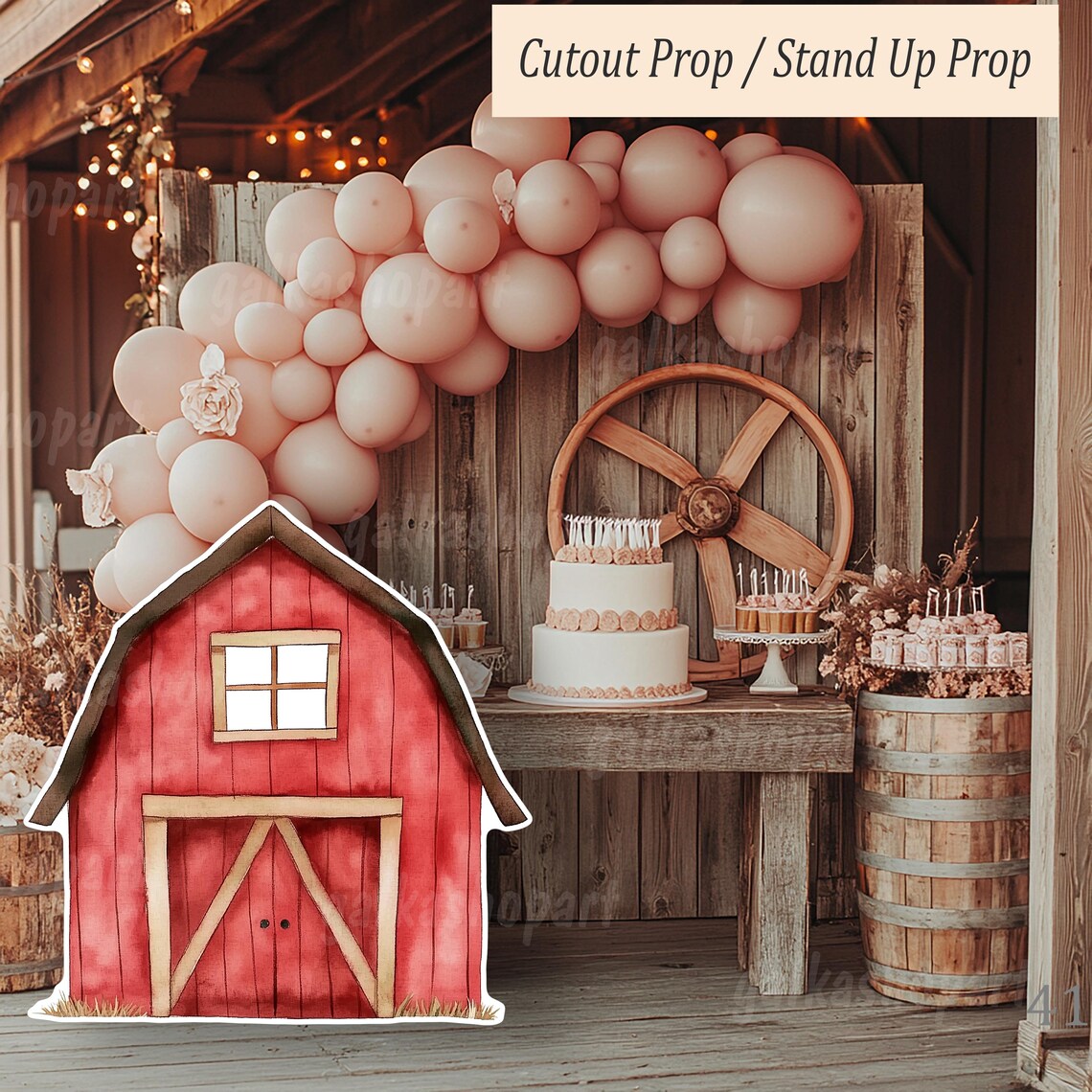 Big Cutout Decor: Red Farm Barn Decoration, Farmhouse Theme, Country ...