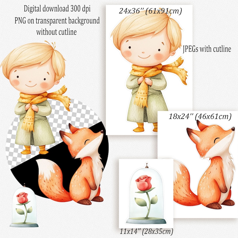 Little Prince & Fox Cutout Props: Printable Life-size Standee Set of 3 ...