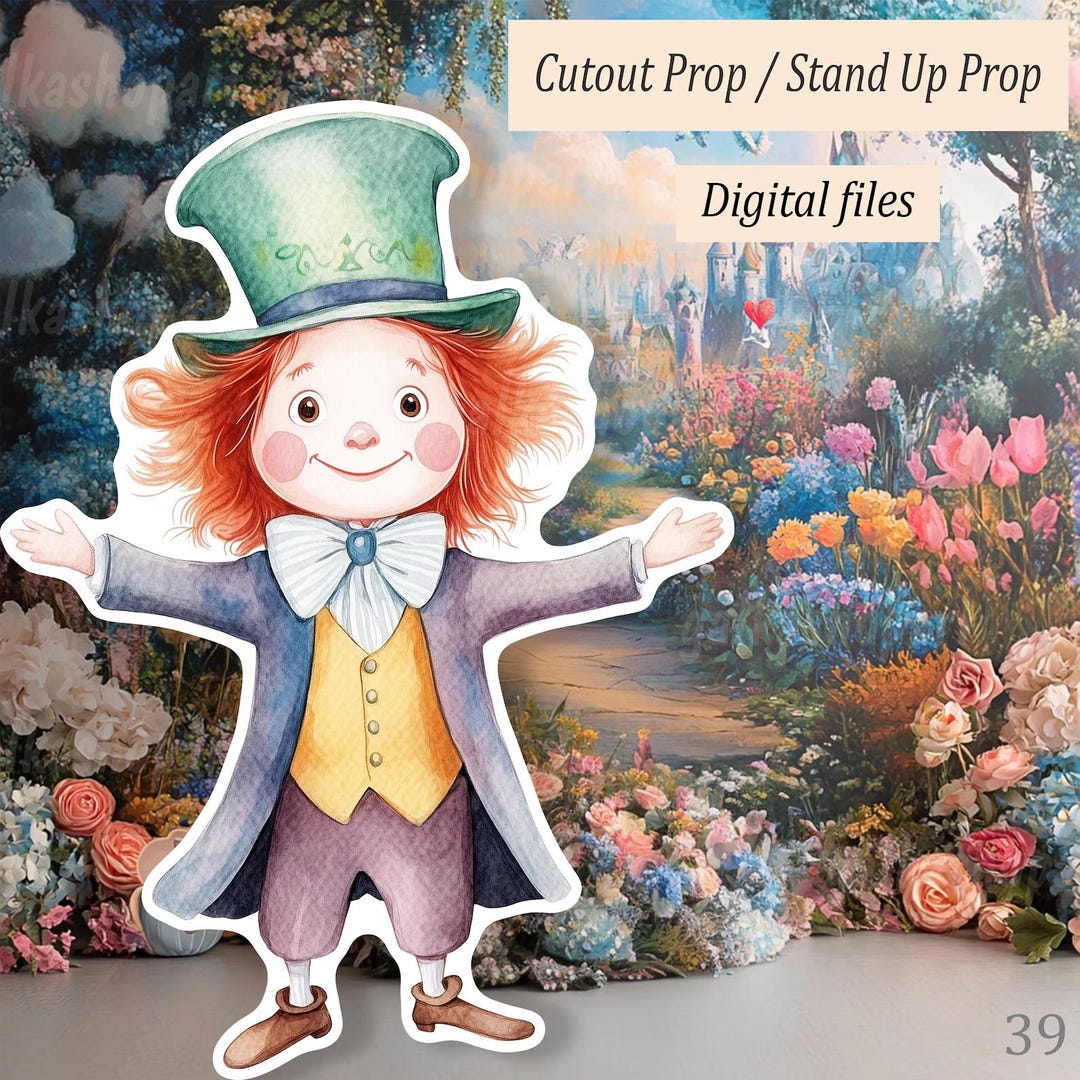 Large Mad Hatter Standee, Onederland Party Backdrop, Alice in ...