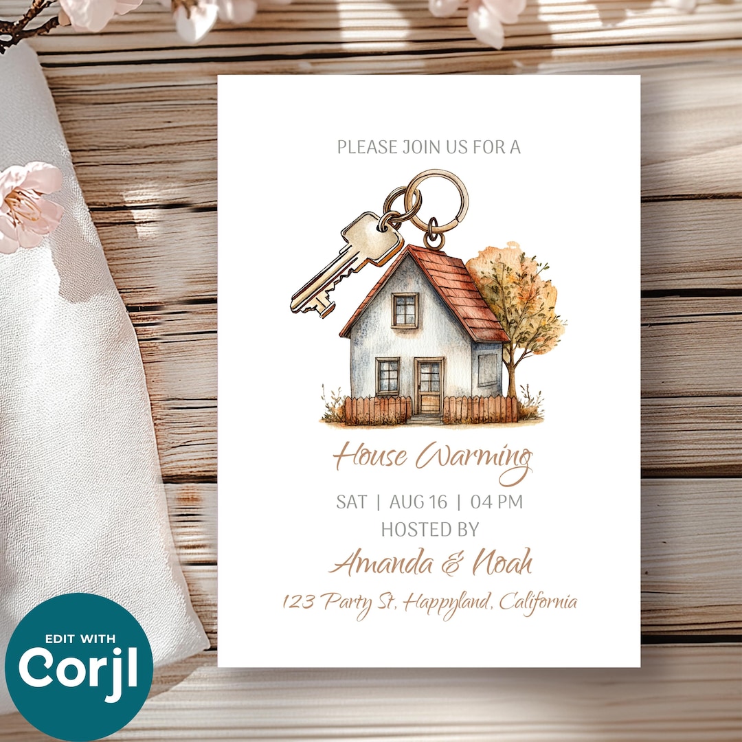Editable House Warming Invitation, Watercolor New Home Invite, Open ...