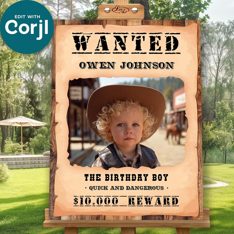 Wanted Poster Birthday, Editable Western Photo Sign, Personalized ...