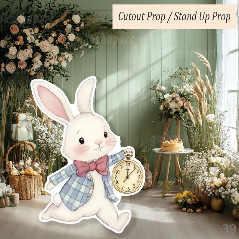 Life-size White Rabbit Standee, Wonderland Party Prop, Alice in ...