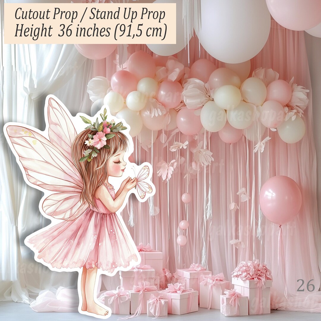 Pink Garden Fairy Big Cutout Decor: Stand up Prop for Baby Shower ...