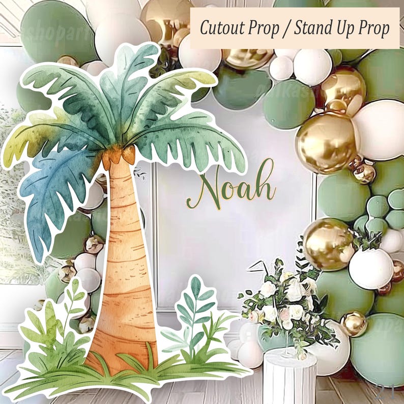 Printable Tropical Palm Stand up Prop, Big Tree Cutout Decor, Baby ...