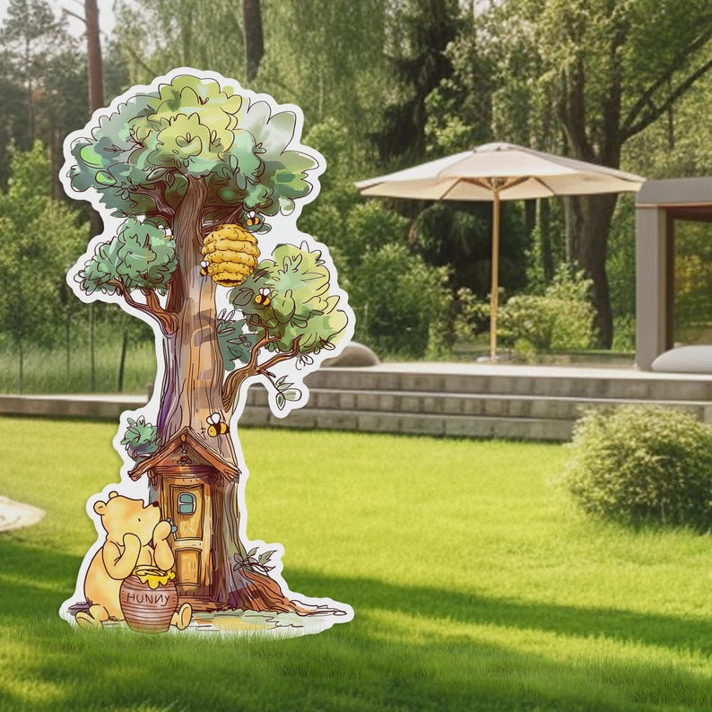 Vintage Winnie the Pooh Tree House Decor: Digital Cutout for Baby ...