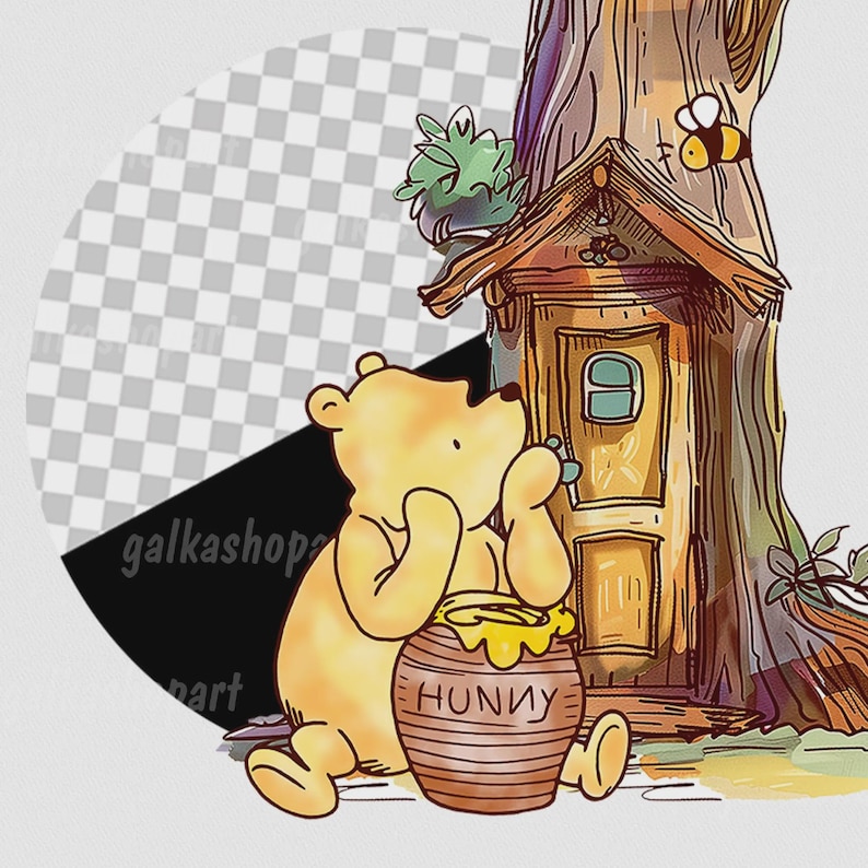 Vintage Winnie the Pooh Tree House Decor: Digital Cutout for Baby ...