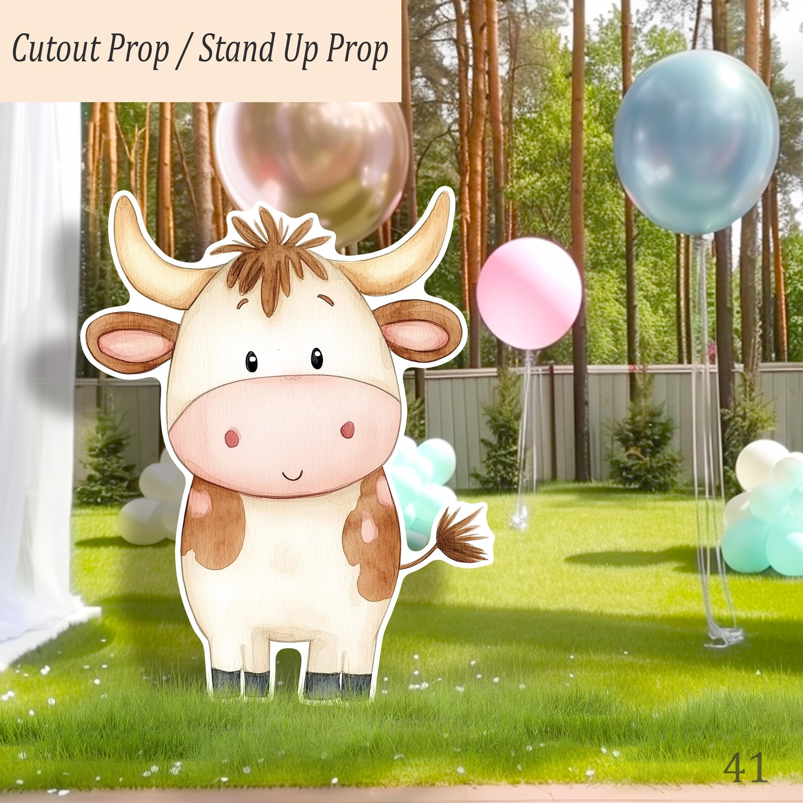 Big Cute Cow Cutout Decor: Digital Download for Baby Shower & Birthday ...