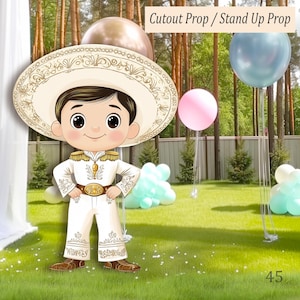 Large Charro Boy Standee, Mexican Fiesta Party Prop, Gold & White ...