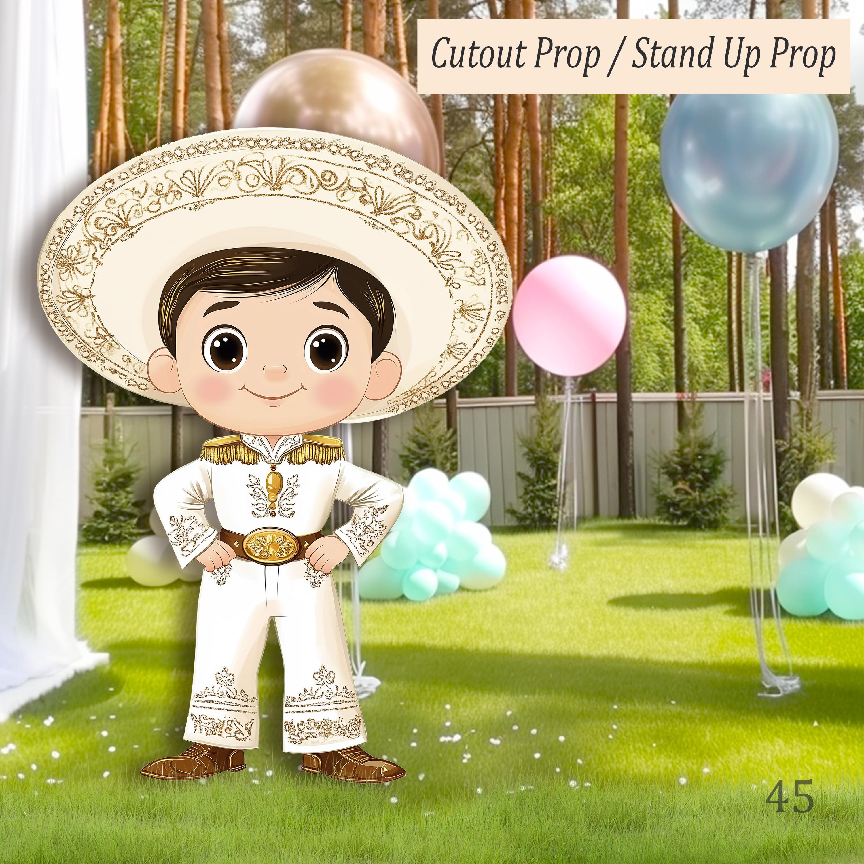 Large Charro Boy Standee, Mexican Fiesta Party Prop, Gold & White ...