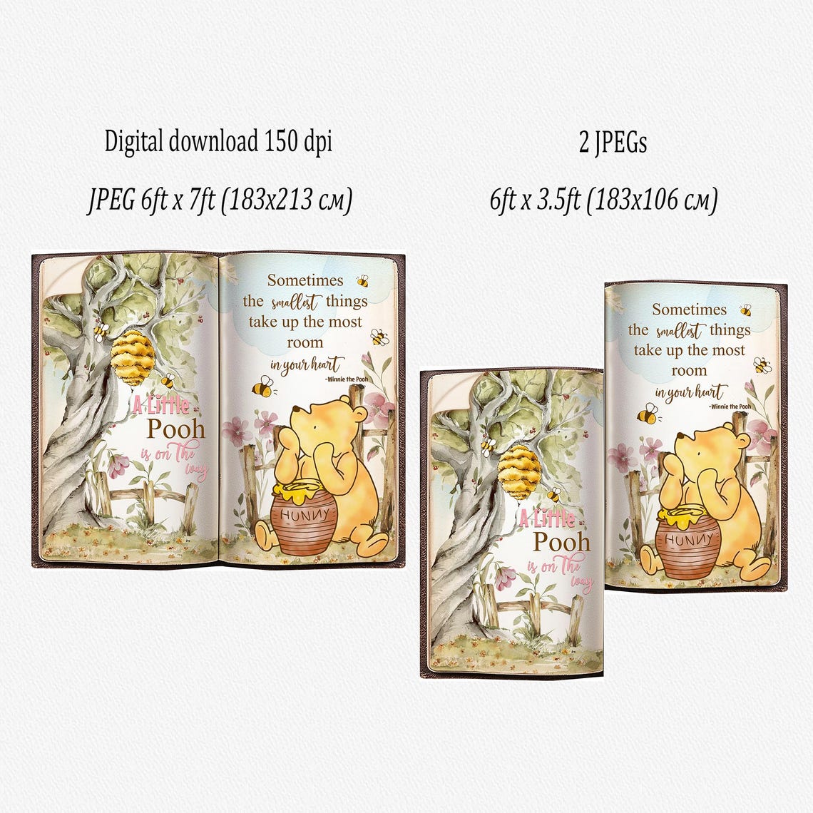 Classic Pooh Baby Shower Backdrop, Storybook Pooh Inside Book Scene, A ...