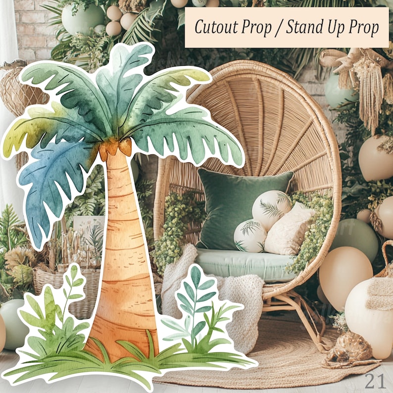 Printable Tropical Palm Stand up Prop, Big Tree Cutout Decor, Baby ...